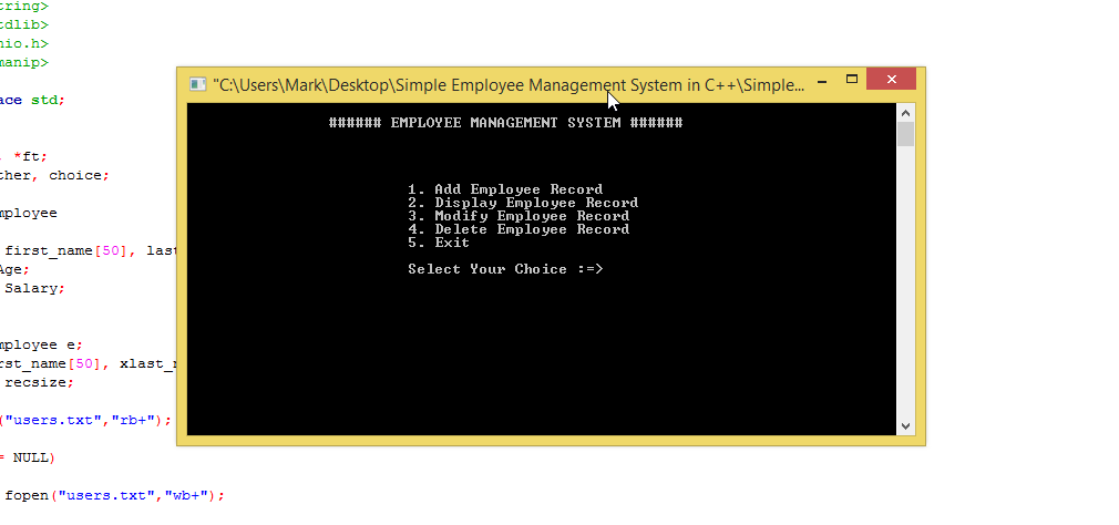 Simple Employee Management System in C++ Free Source Code | SourceCodester